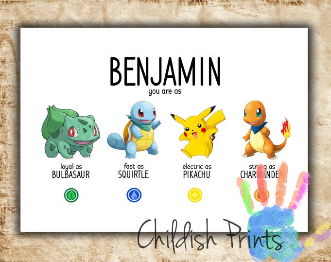 Custom POKEMON Name Print Personality Art Gift Idea - Etsy Australia