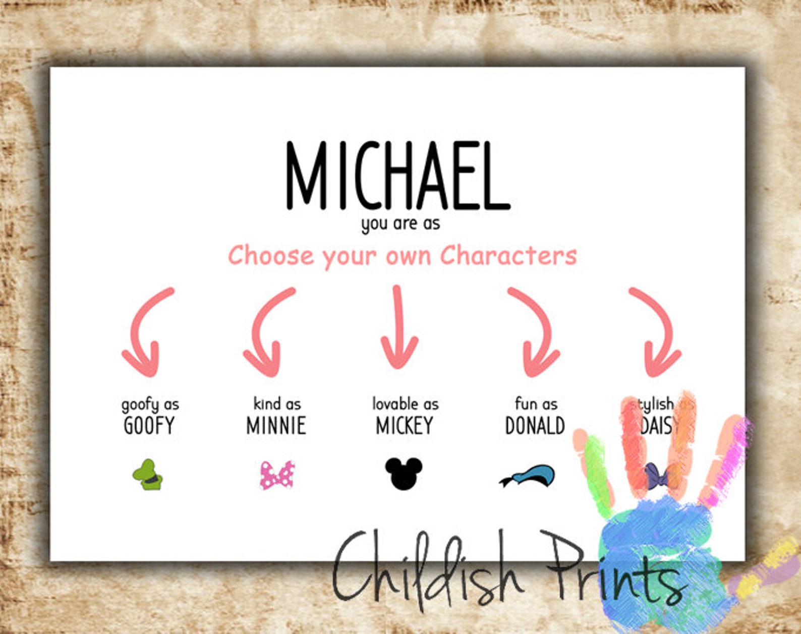 Custom MICKEY MOUSE CLUBHOUSE Name Print Personality Art - Etsy