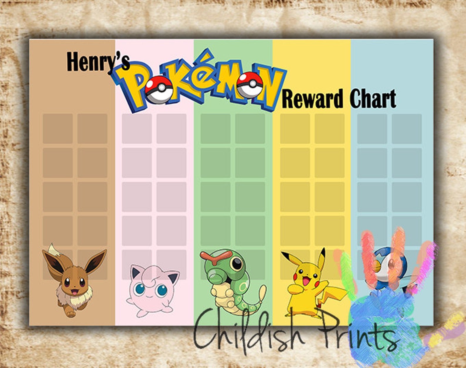 Pokemon Themed Reward Chart Charmander Pikachu Bulbasaur | Etsy