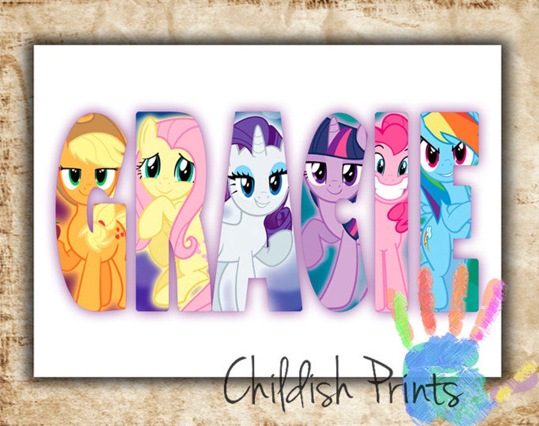 Personalised MY LITTLE PONY Character Name Art Gift Idea - Etsy