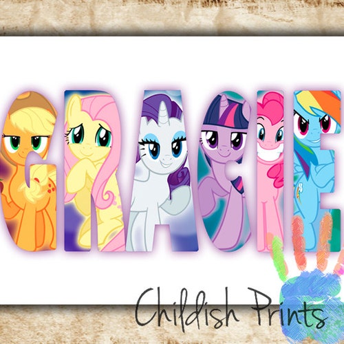 Personalised MY LITTLE PONY Character Name Art Gift Idea - Etsy