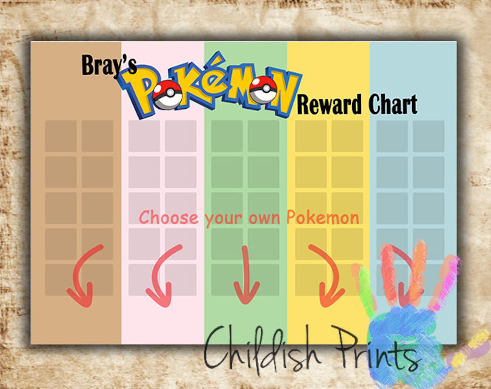 Pokemon themed Reward Chart Charmander Pikachu Bulbasaur | Etsy