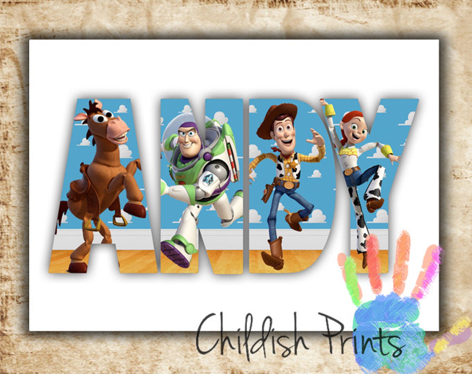 Personalised TOY STORY Character Name Art Gift Idea Printable - Etsy ...