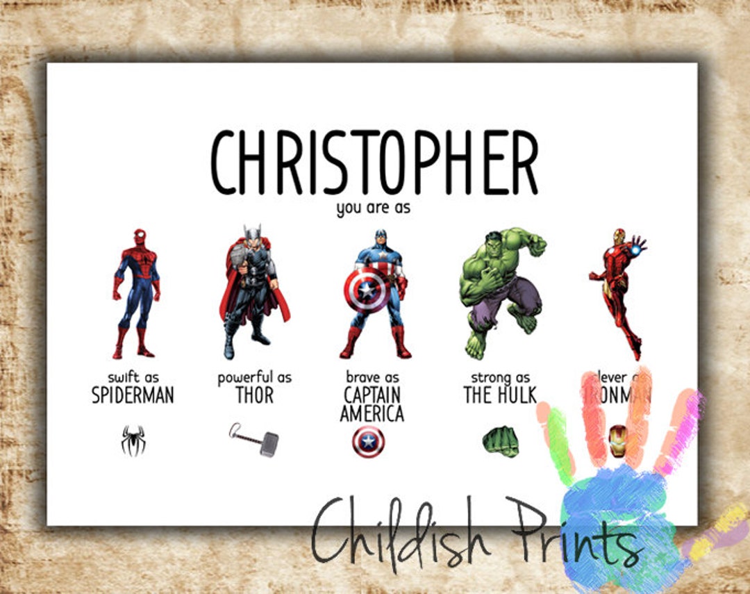 Custom SUPERHERO Name Print Personality Art Father's Day Gift Idea ...