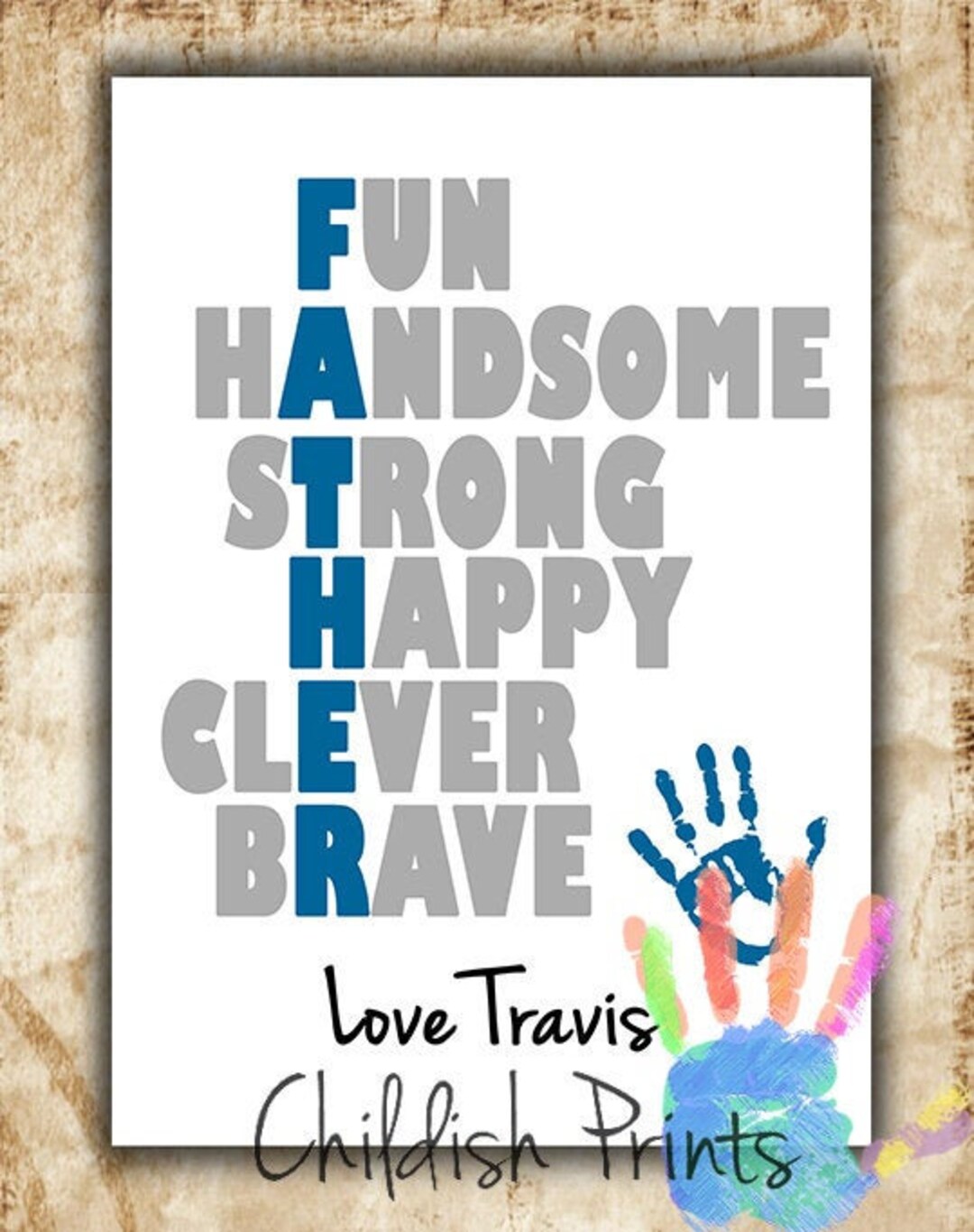 Custom Acrostic Poem FATHER Print Personalised Father's Day Gift Idea ...