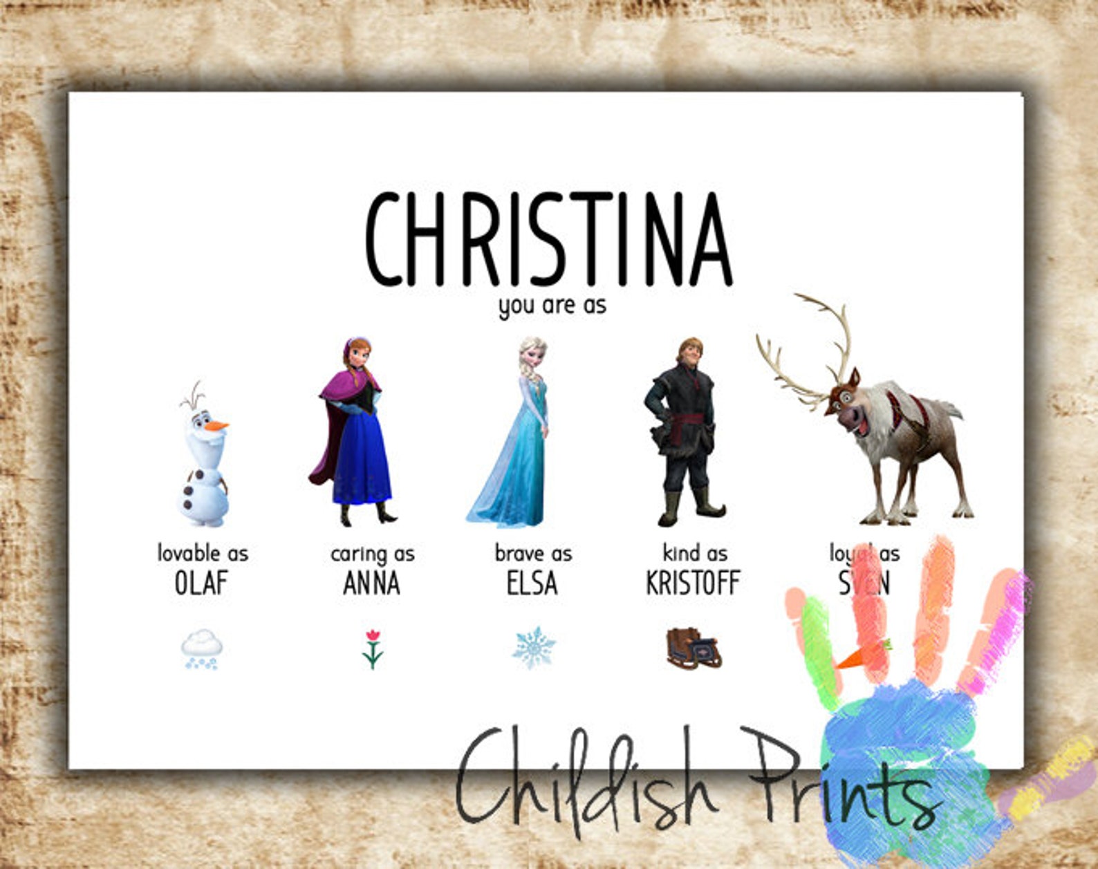 Custom FROZEN Name Print Personality Art Gift Idea - Etsy