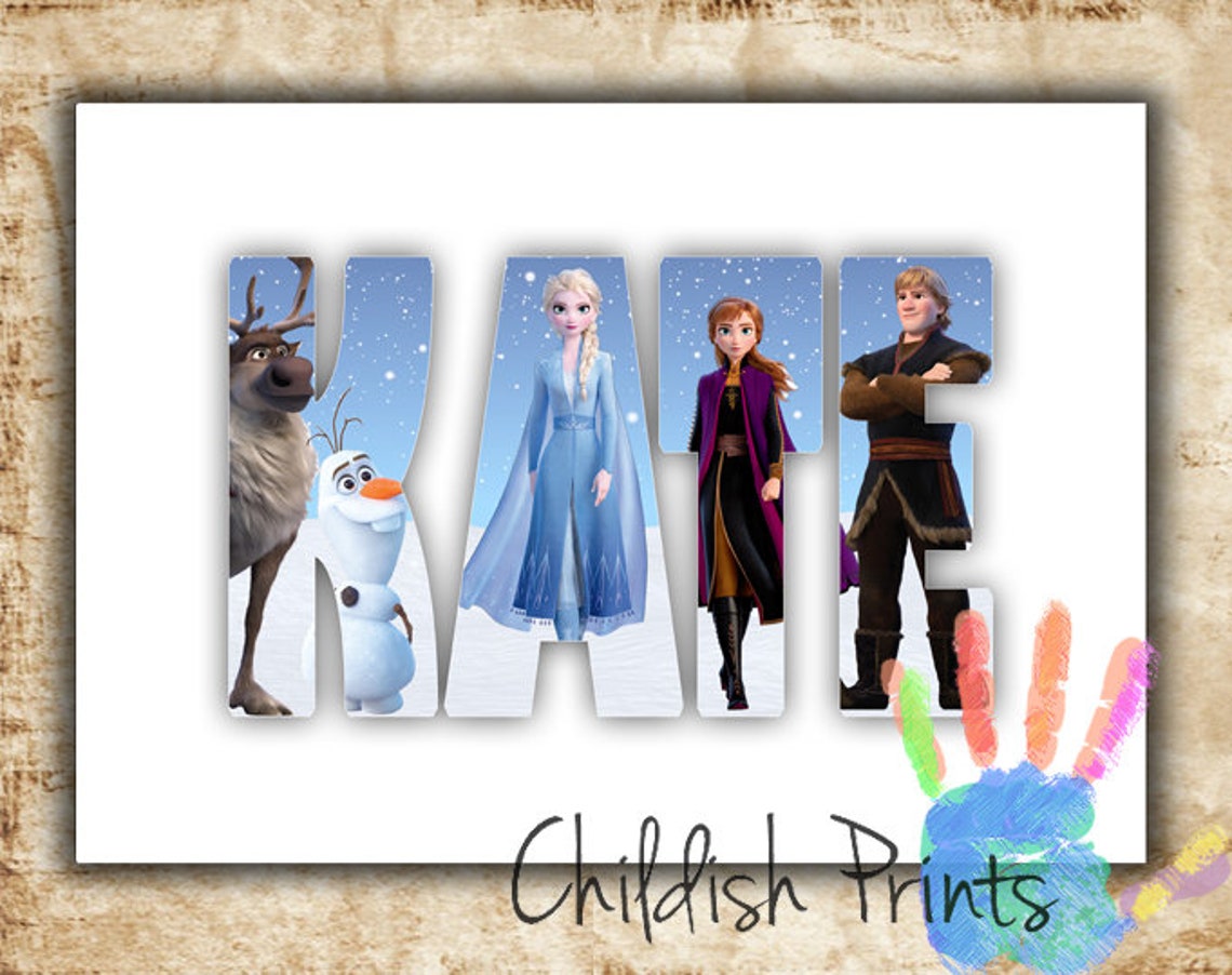 Personalised FROZEN character name art gift idea printable | Etsy