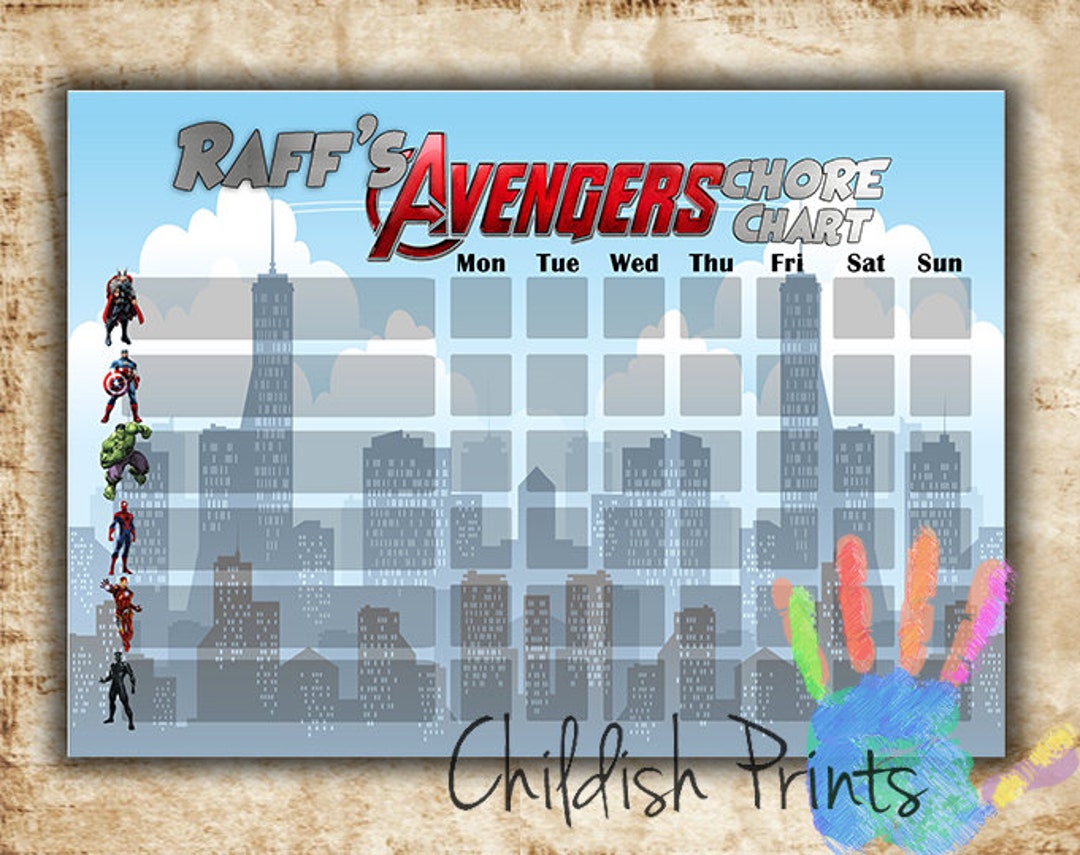 MARVEL Themed Chore Behaviour Reward Chart Thor Hulk Spiderman Iron-man ...