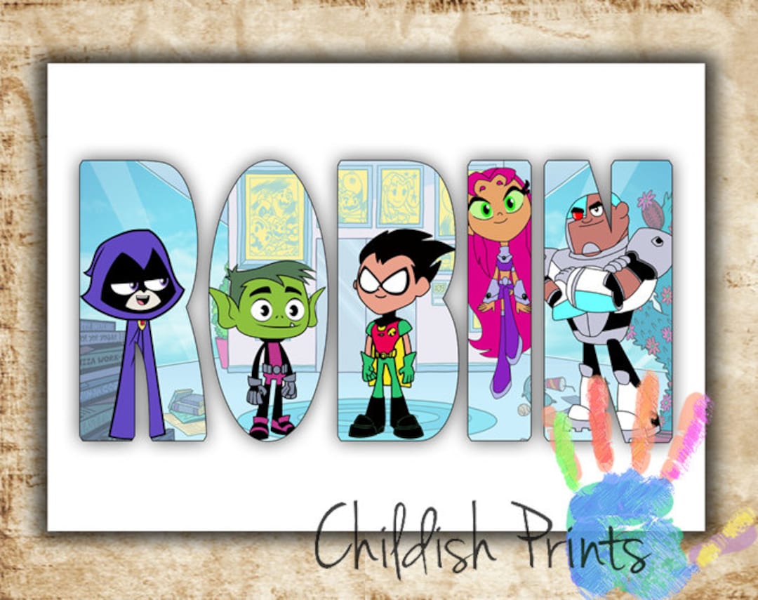 Personalised TEEN TITANS Character Name Print Art Gift Printable ...