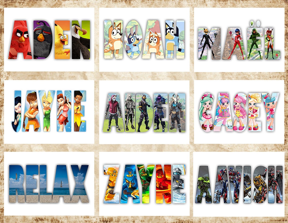 Custom Character Name Art Gift Idea Printable - Other Theme Options - Etsy