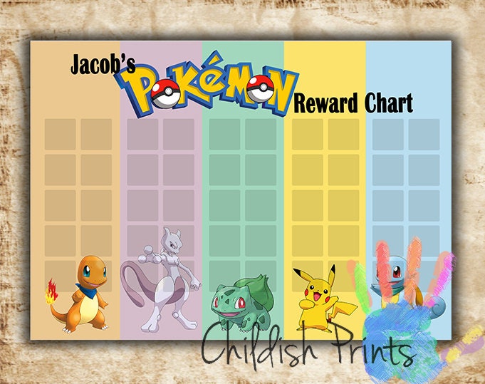 Pokemon Themed Reward Chart Charmander Pikachu Bulbasaur - Etsy Australia
