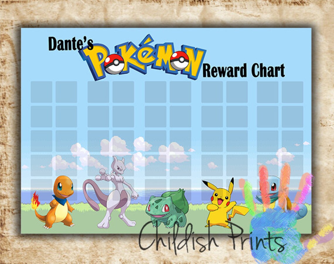 Pokemon Themed Reward Chart Charmander Pikachu Bulbasaur | Etsy