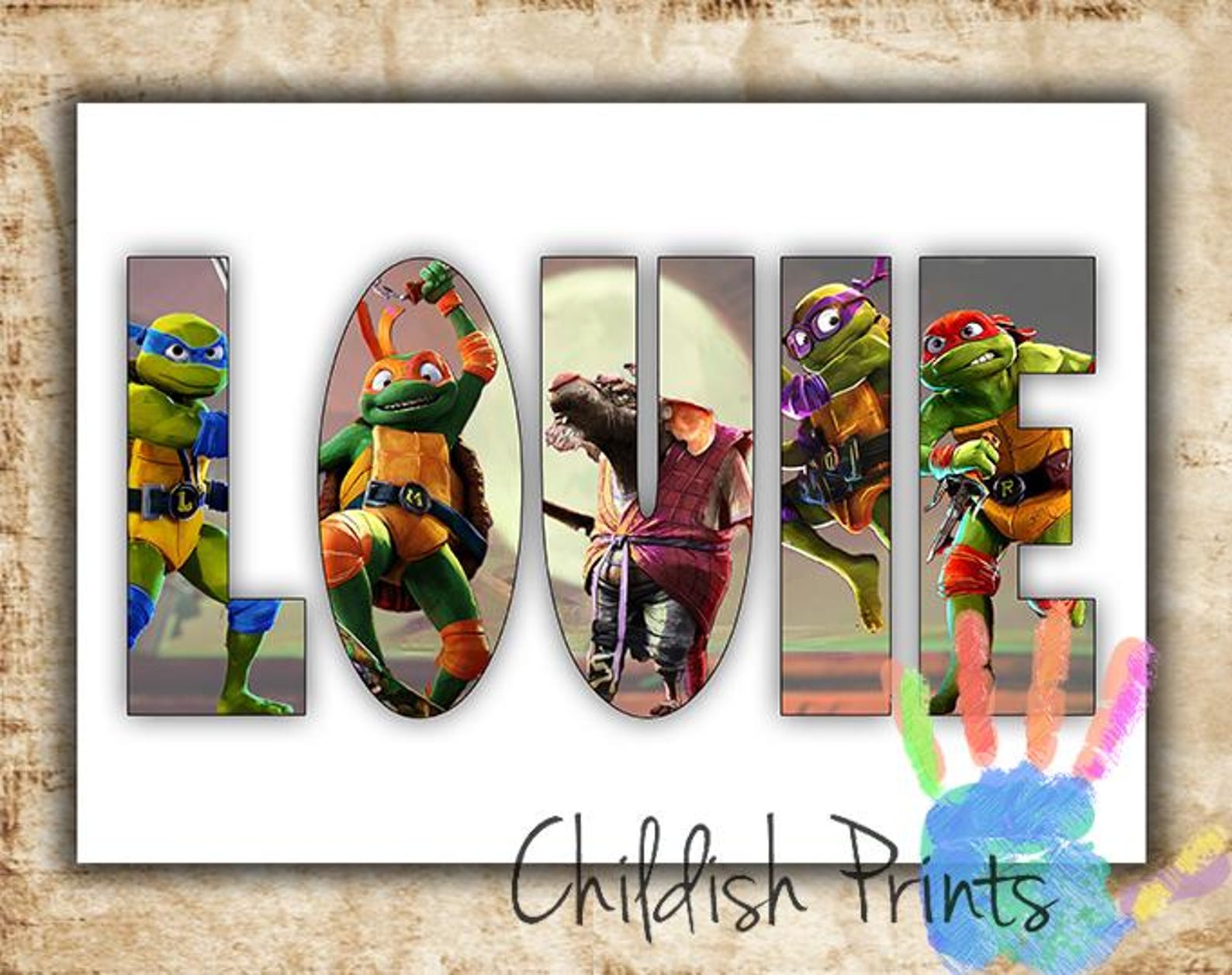 Personalised TMNT Character Name Art Gift Idea Printable - Teenage ...