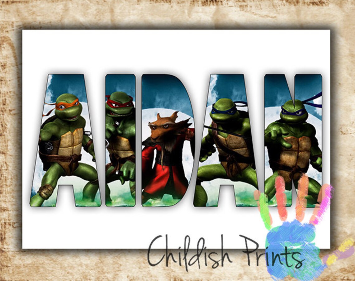 Personalised TMNT Character Name Art Gift Idea Printable - Teenage ...