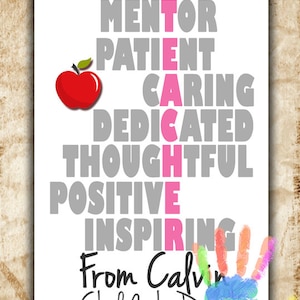 Custom Acrostic Poem TEACHER Print - Personalised Teacher Gift Idea for ...