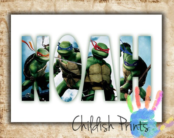 Personalised TMNT character name art gift idea printable | Etsy
