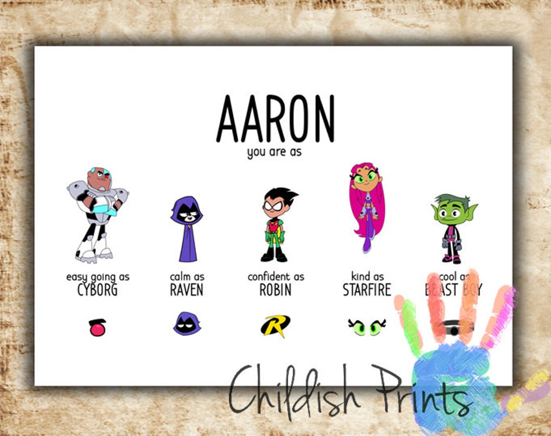 Custom TEEN TITANS Name Print - Personality Art - Gift Idea - Birthday ...
