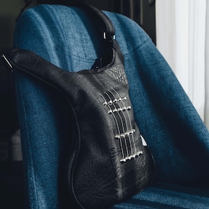 Music Gift Electric Guitar Bass Black Leather Bag, Custom Guitar ...