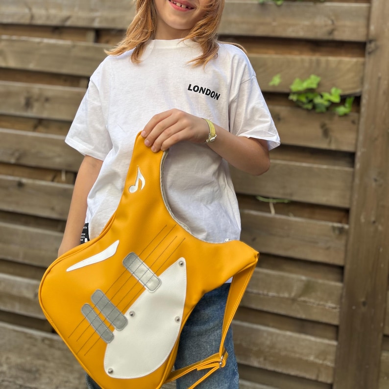 Handmade Guitar Backpack for Kids, Vegan Leather School Bag, Music ...