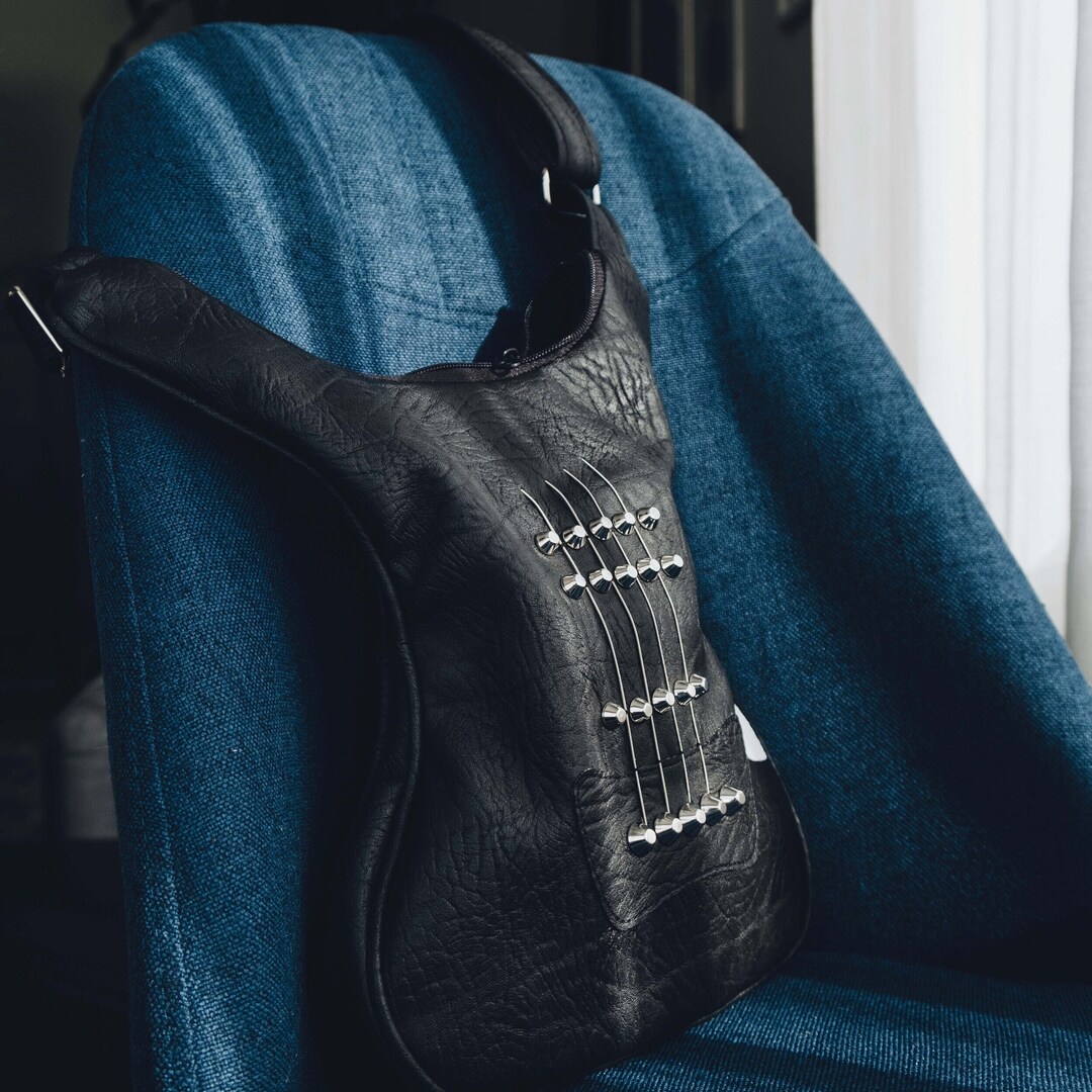 Music Gift Electric Guitar Bass Black Leather Bag, Custom Guitar ...