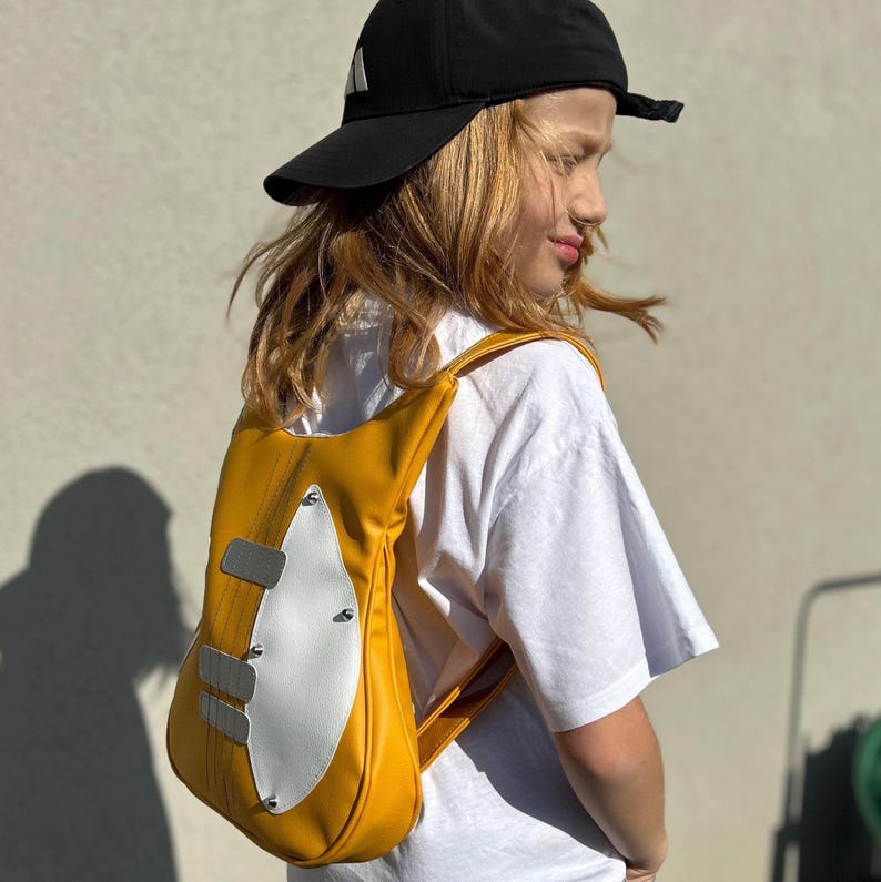 Handmade Guitar Backpack for Kids, Vegan Leather School Bag, Music ...