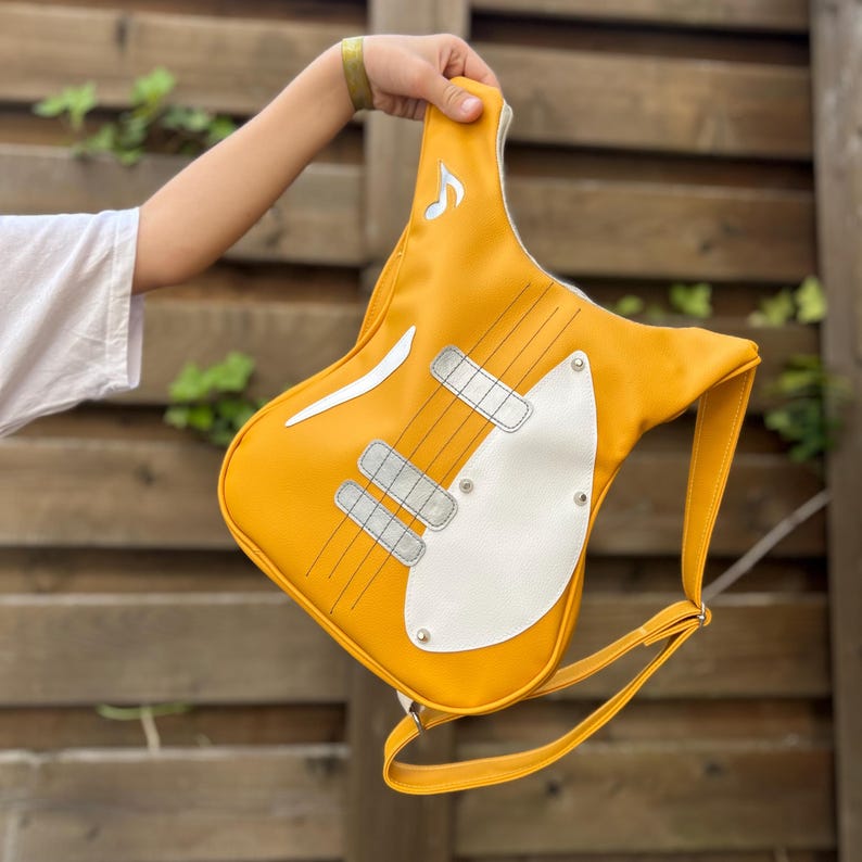 Handmade Guitar Backpack for Kids, Vegan Leather School Bag, Music ...