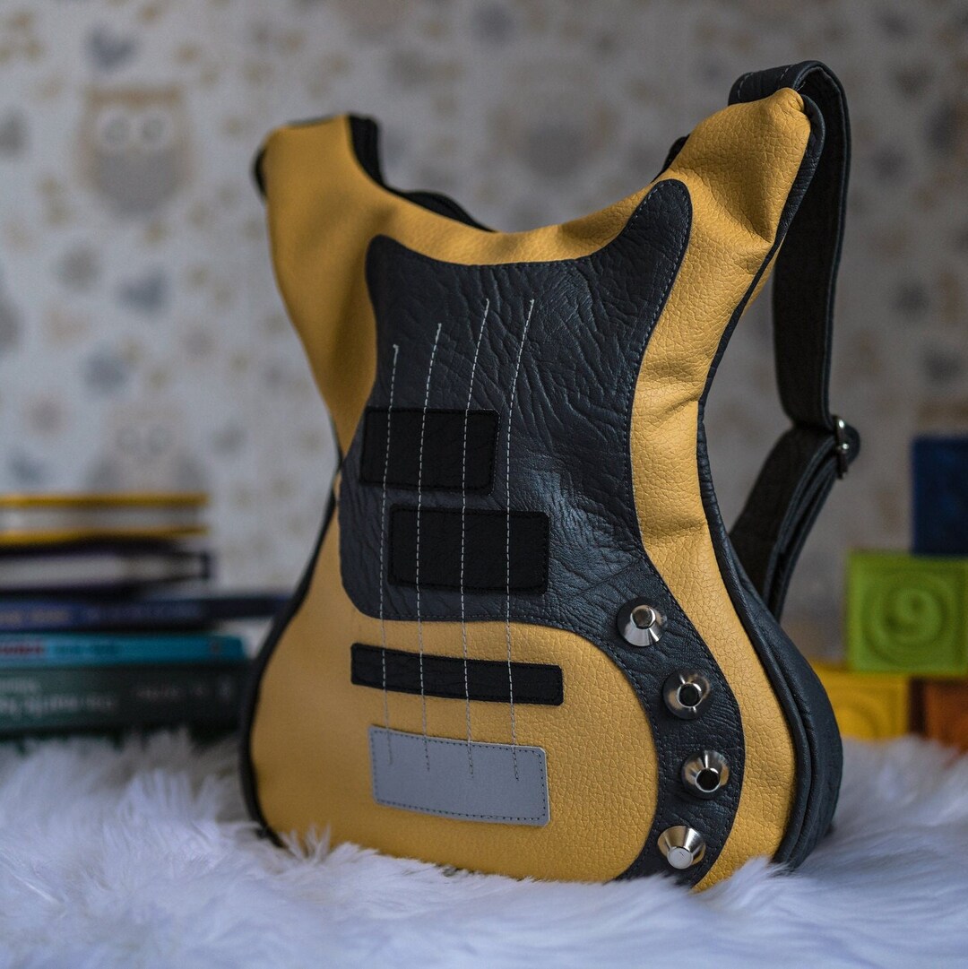 Small Custom Backpack, Bass Guitar Leather Backpack, Cool Stuff for ...