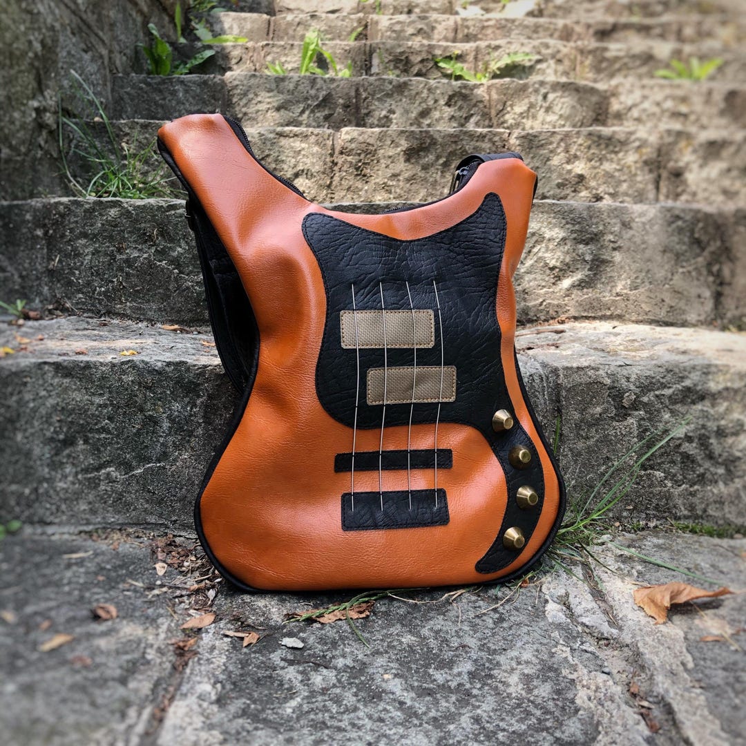 Bass Guitar Bag, Guitar Shaped Purse Vegan Leather, Guitar Shaped ...