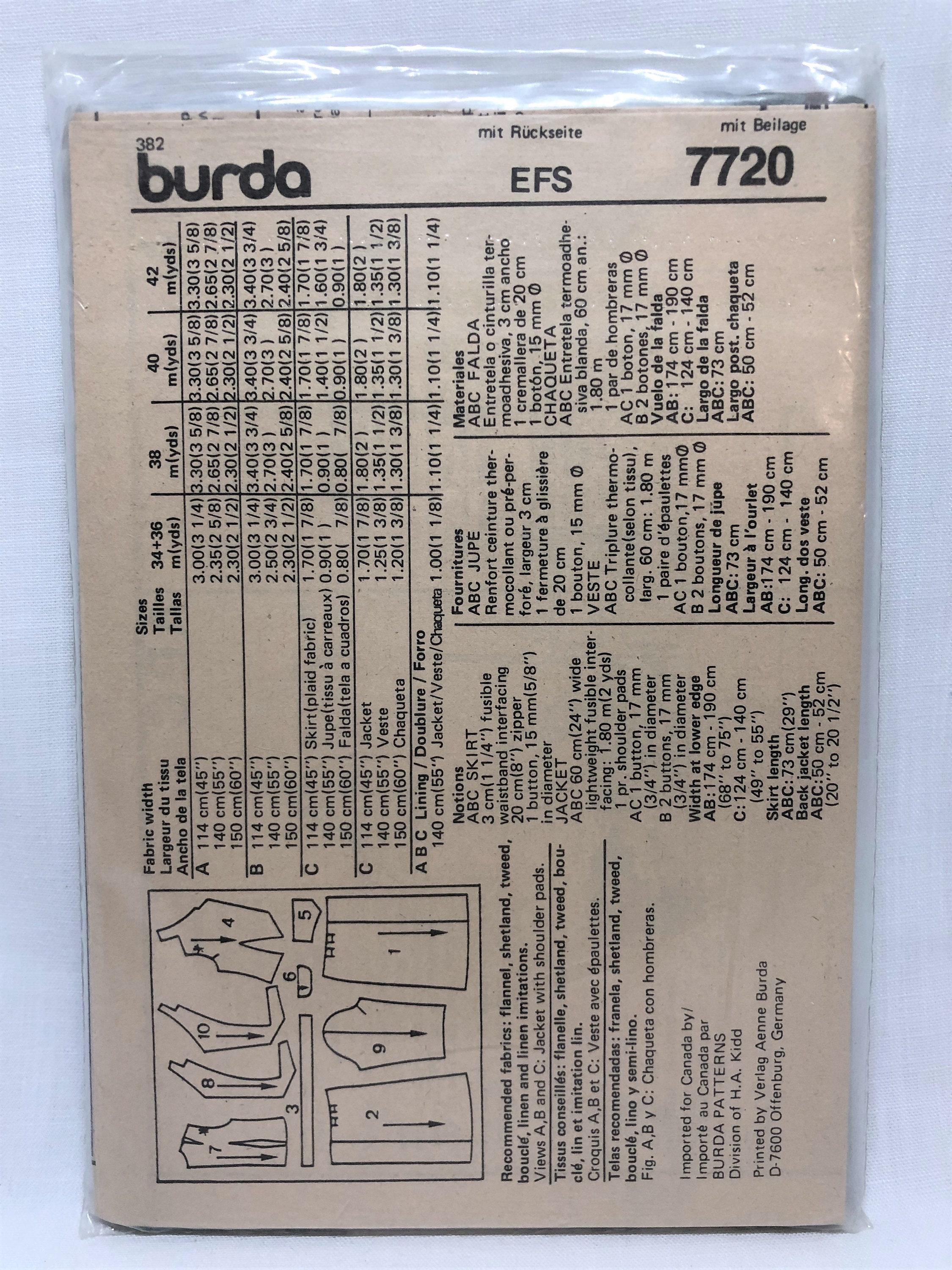 Burda 7720 80's Vintage Sewing Pattern Women's - Etsy