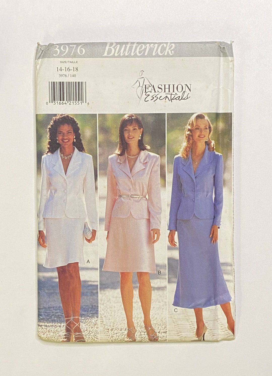 Butterick 3976, 90's Easy Sewing Pattern, Misses Top & Skirt, Size 14 ...
