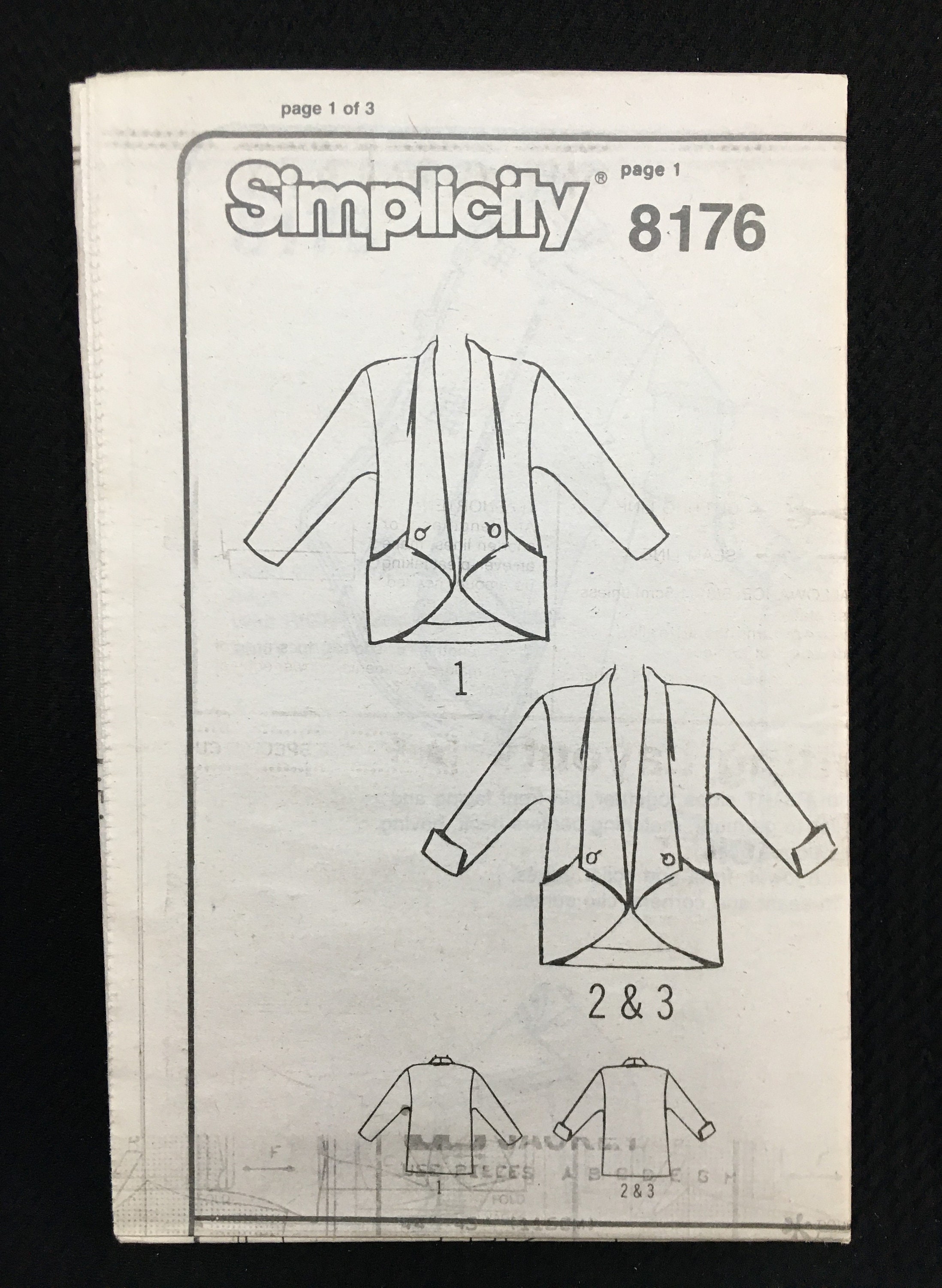 Misses' Jacket, Size MD, Simplicity 8176 Sewing Pattern - Etsy