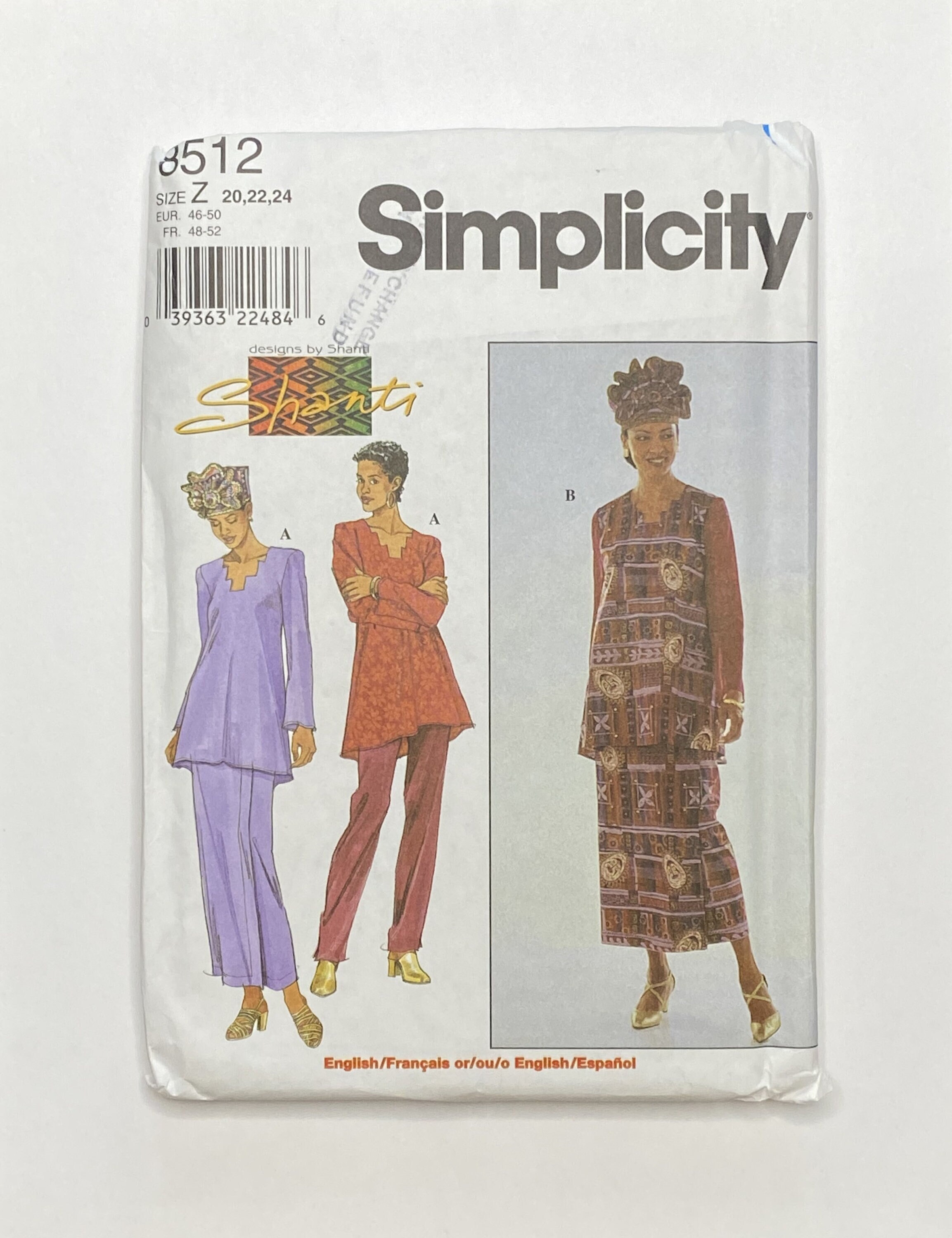 Simplicity 8512, 90's Sewing Pattern for Misses' African Tunic, Pants ...