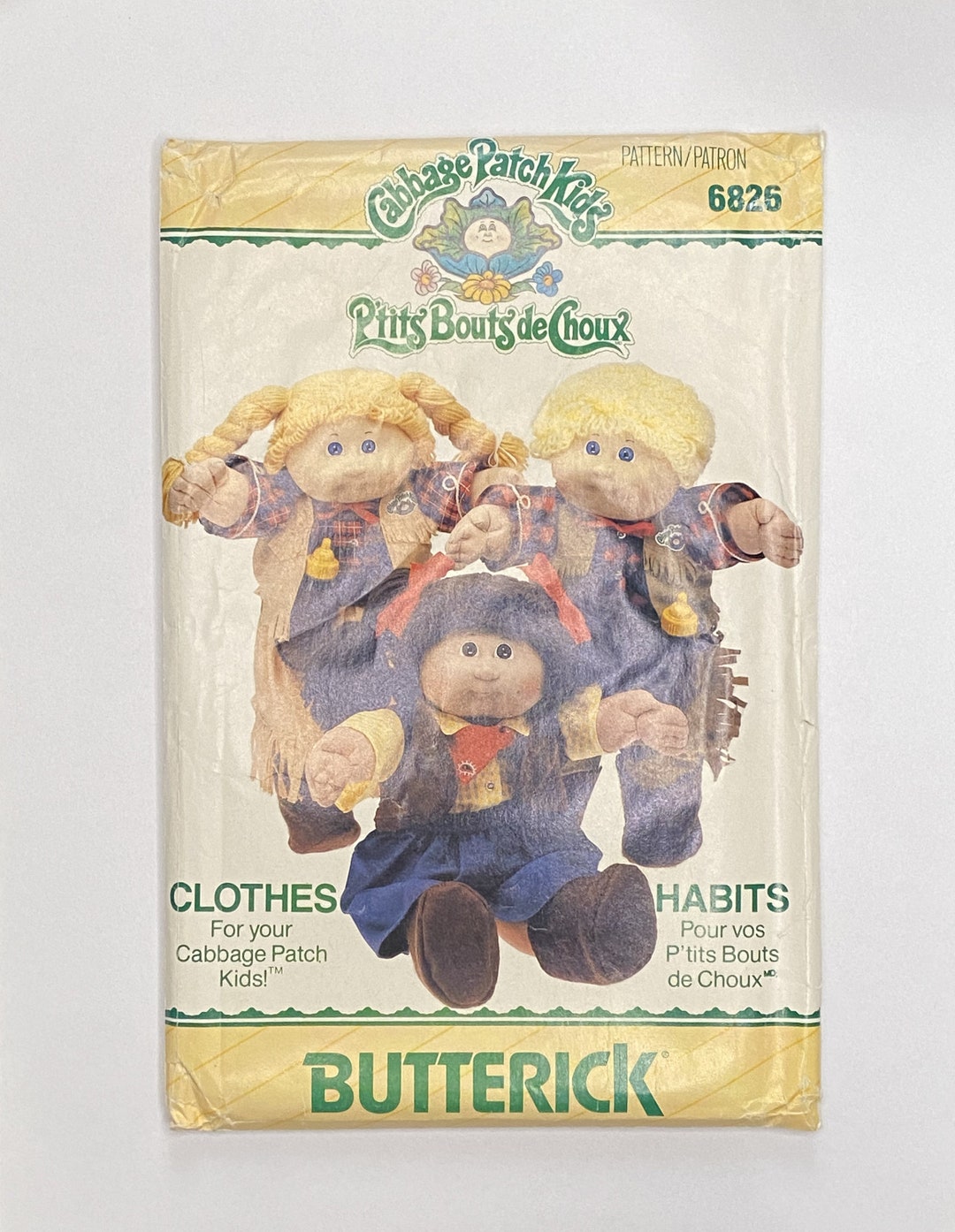 Butterick 6826 Pattern for Cabbage Patch Kids Clothes, Cowboy & Cowgirl ...