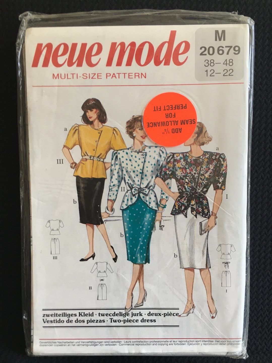 Misses' Two-piece Formal Dress Size 12-22 Vintage Neue - Etsy