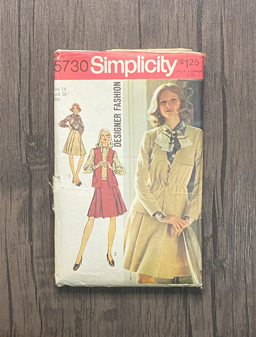 70's Sewing Pattern for Misses' Cardigan or Vest & Dress, Size 14 ...