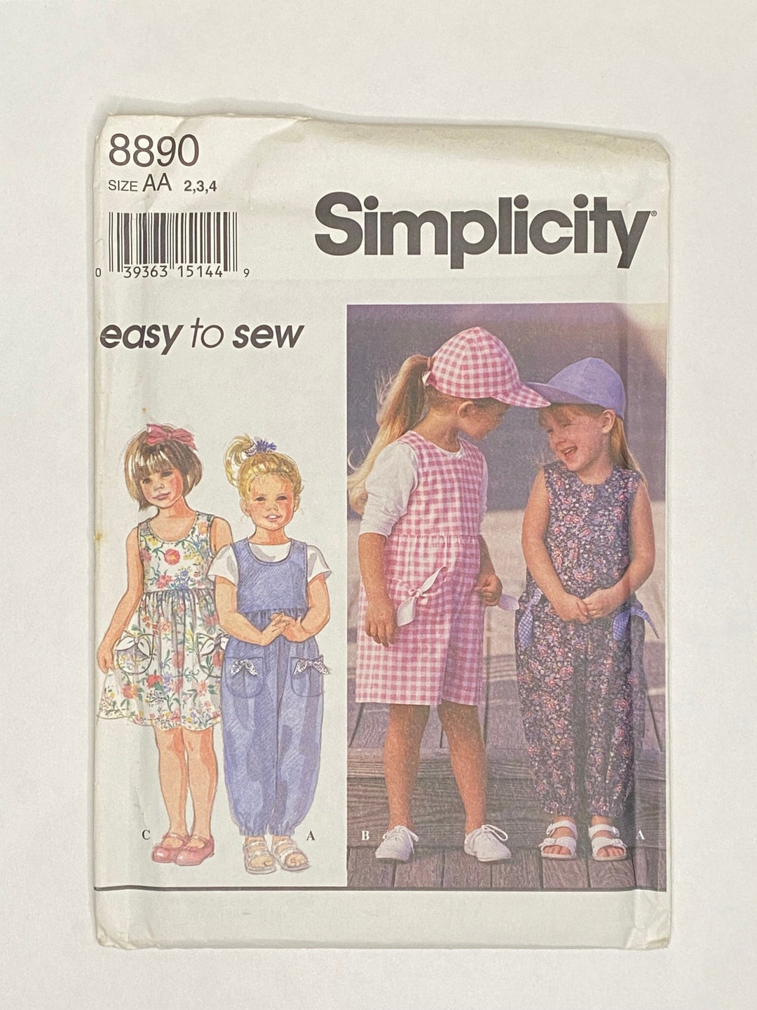 Simplicity 8890 Sewing Pattern for Child's Easy to Sew Jumpsuit, Dress ...