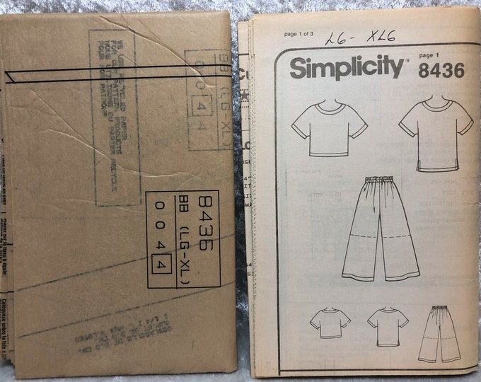 Simplicity 8436, 90's Sewing Pattern, Misses' Split Skirt & Top, Size L ...