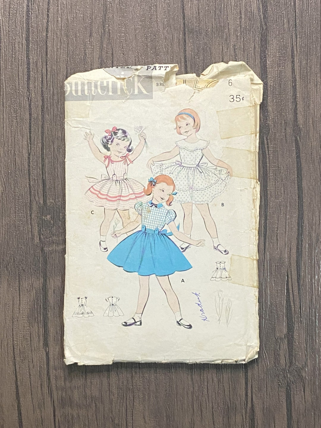 50's Cut/incomplete Sewing Pattern for Girls' Bouffant Dress, Size 6 ...