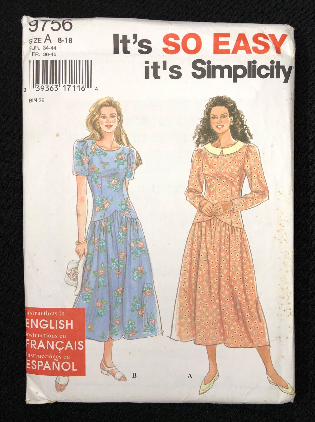 90's Drop Waist Dress Sewing Pattern, Misses' Size 8-18, Easy ...