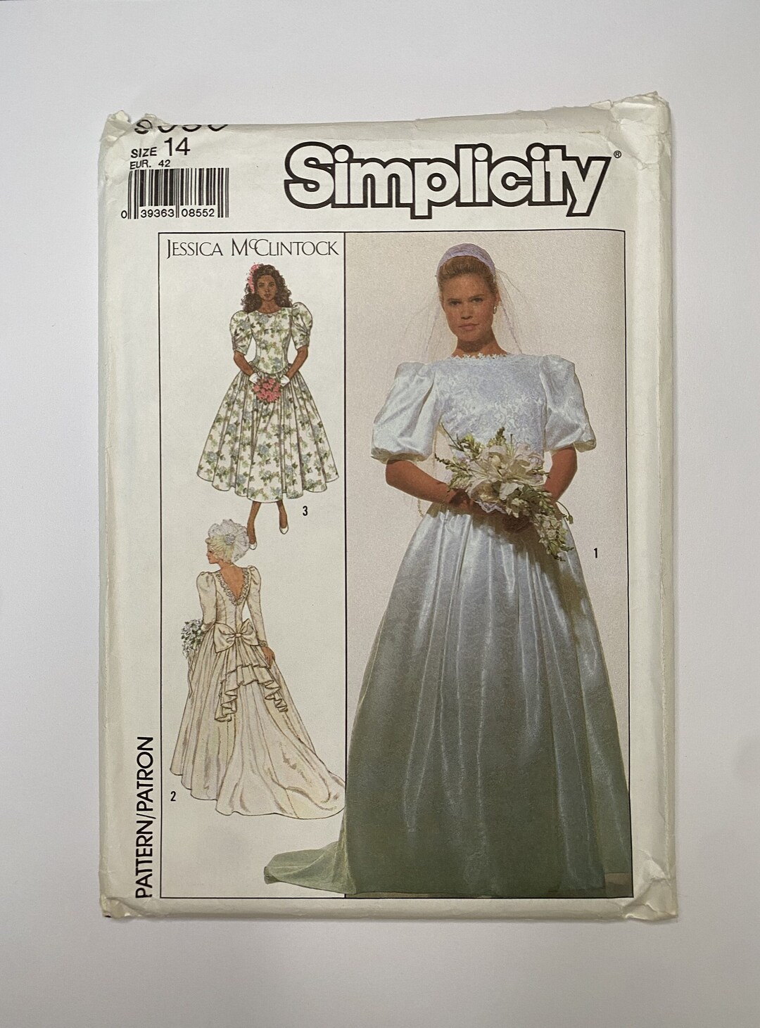Simplicity 9050, 80's Wedding Dress Sewing Pattern, Size 14 Bust 36 ...