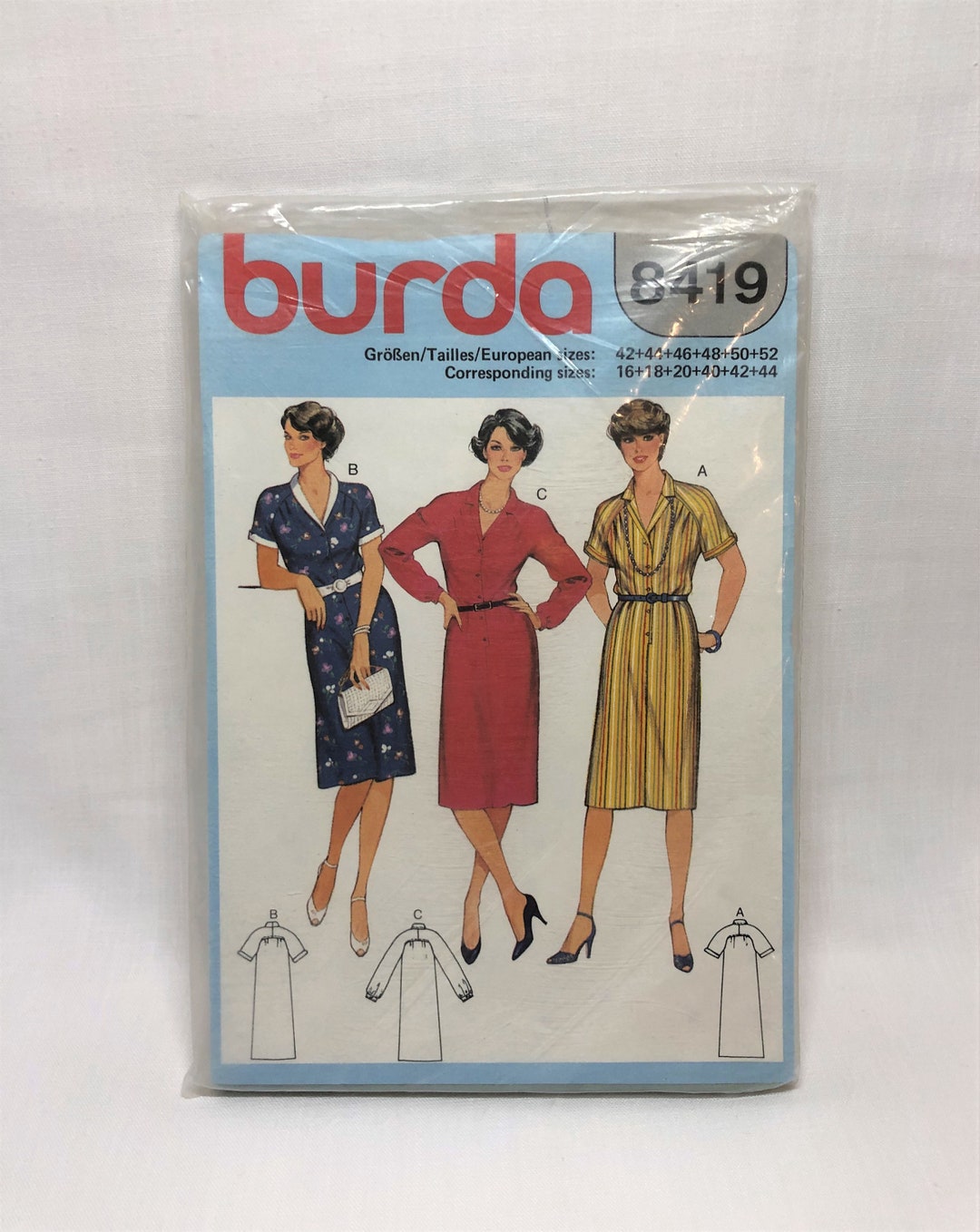 80's Dress Sewing Pattern, Burda 8419 - Etsy