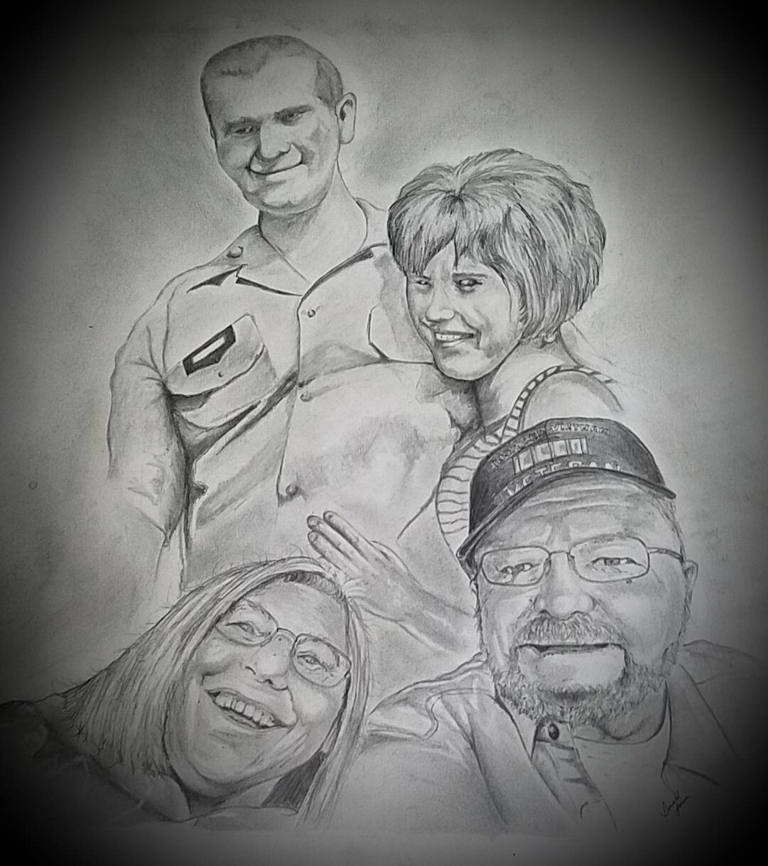 Hand Drawn Custom Portrait Generations Memorial Family - Etsy