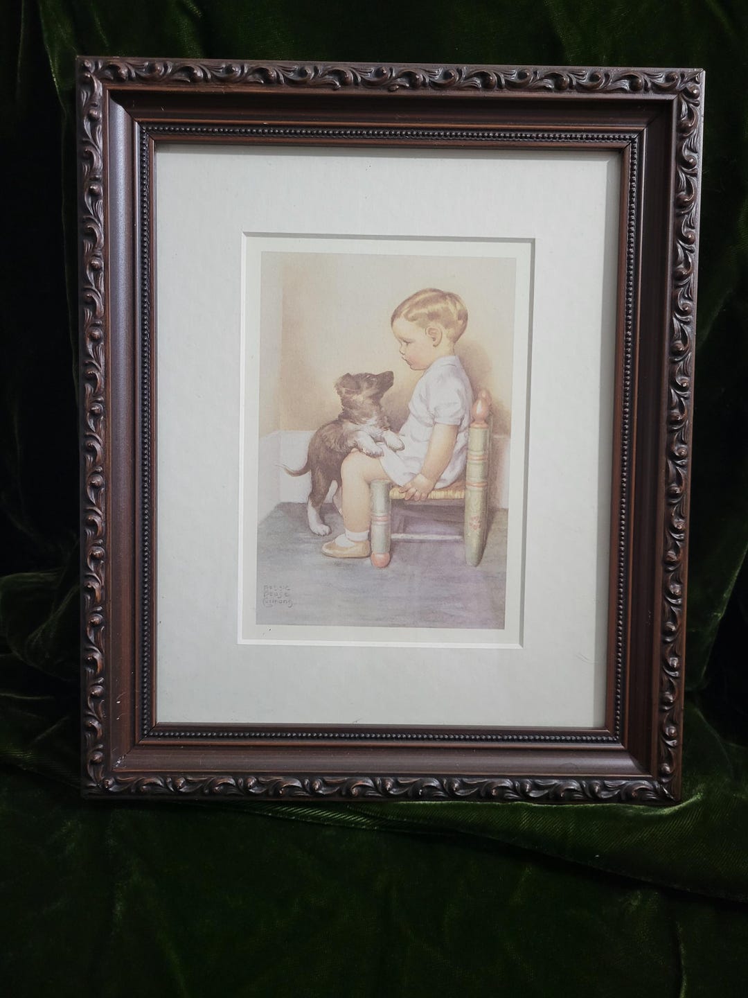 Vintage Bessie Pease Gutmann Framed Print From 1940's Little Boy and ...