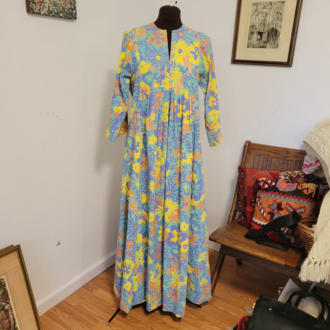 Vintage 60's Authentic Jamaican Ruth Clarage Print Maxi Dress Size M - Etsy