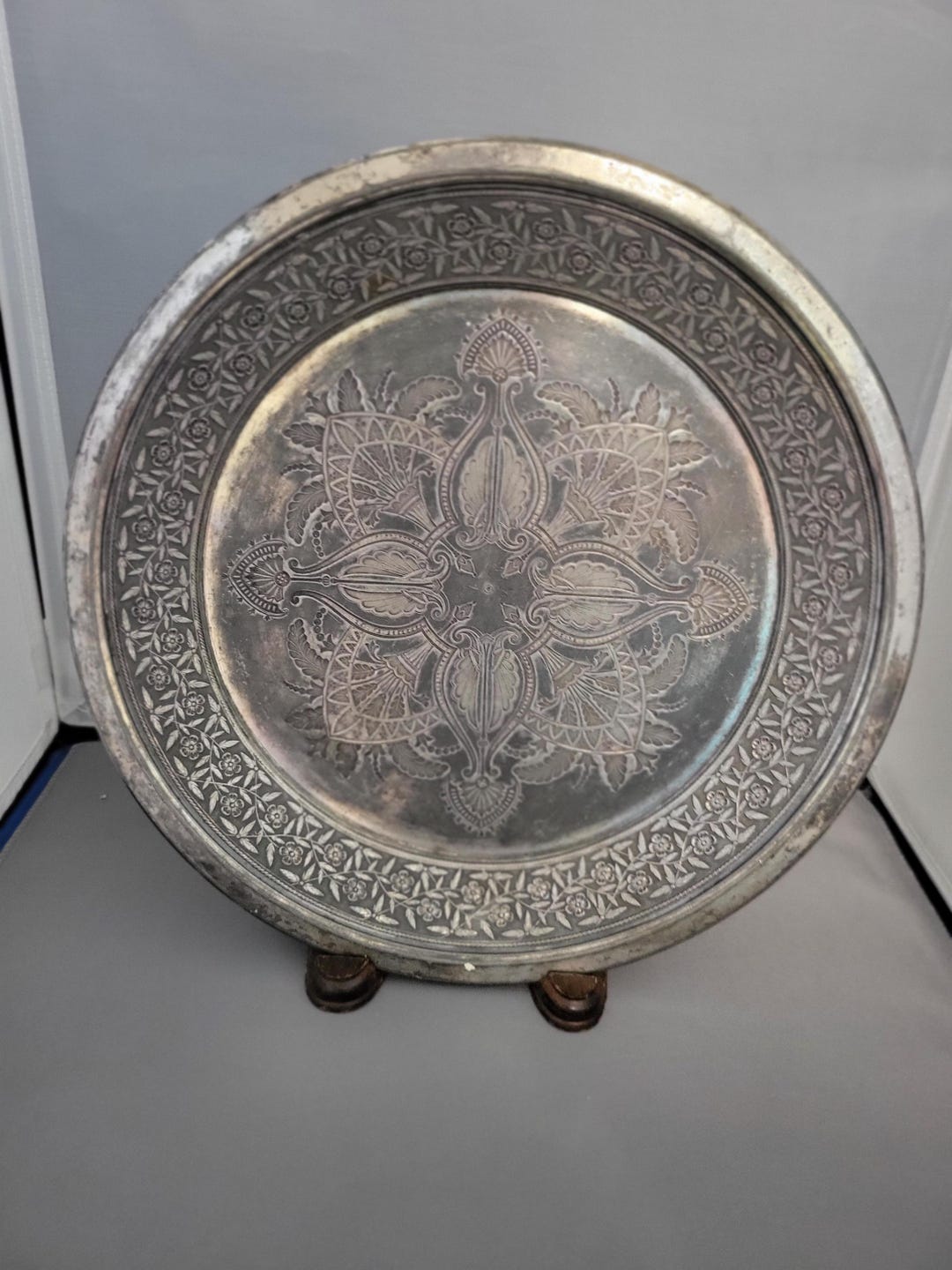 Ornate Vintage Meriden Quadruple Silverplate Embossed Platter #1705 - Etsy