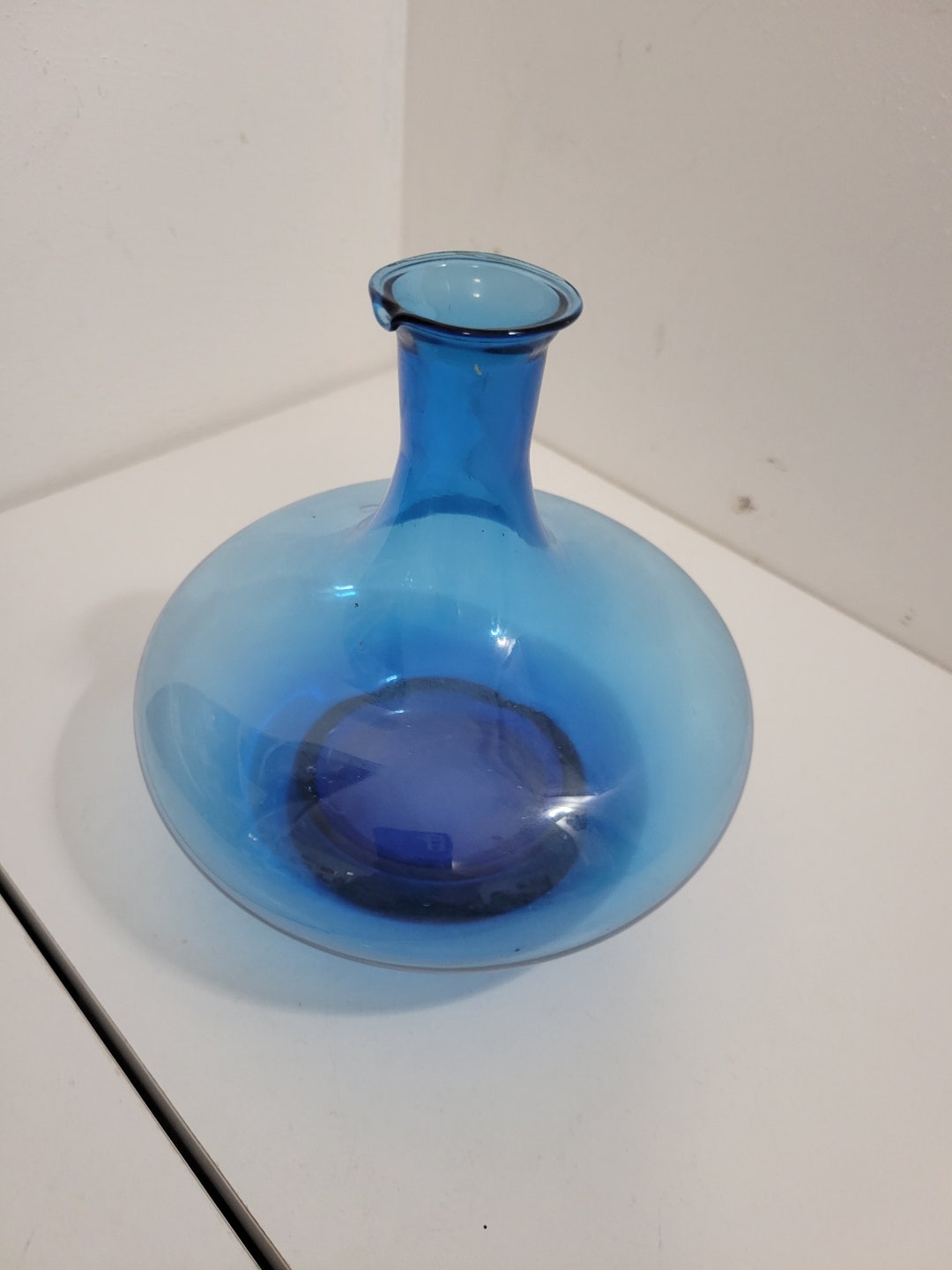 Vintage Blue Glass Decanter Hand Blown - Etsy