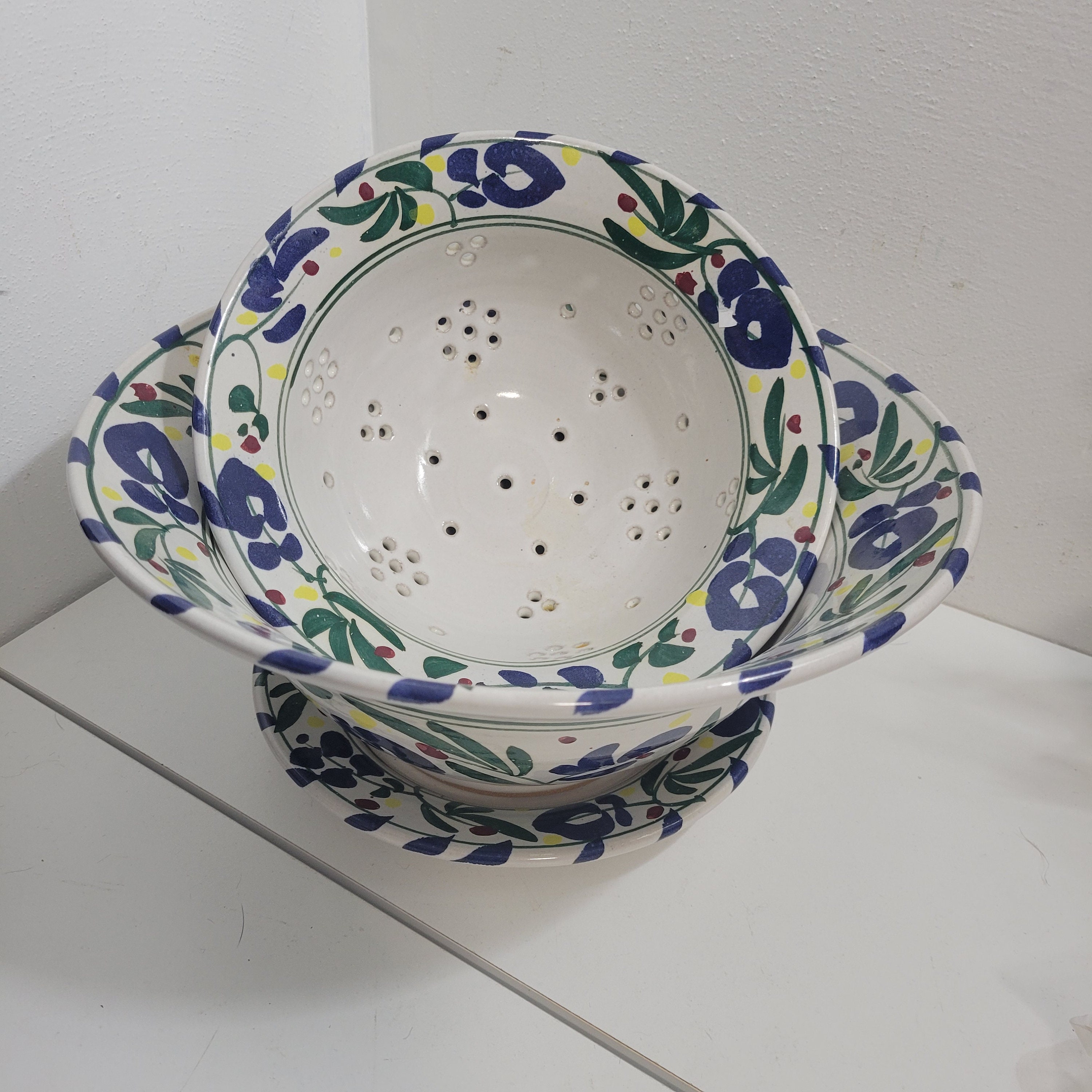 Pottery Italian Like Fruit Colander and Bowl - Etsy
