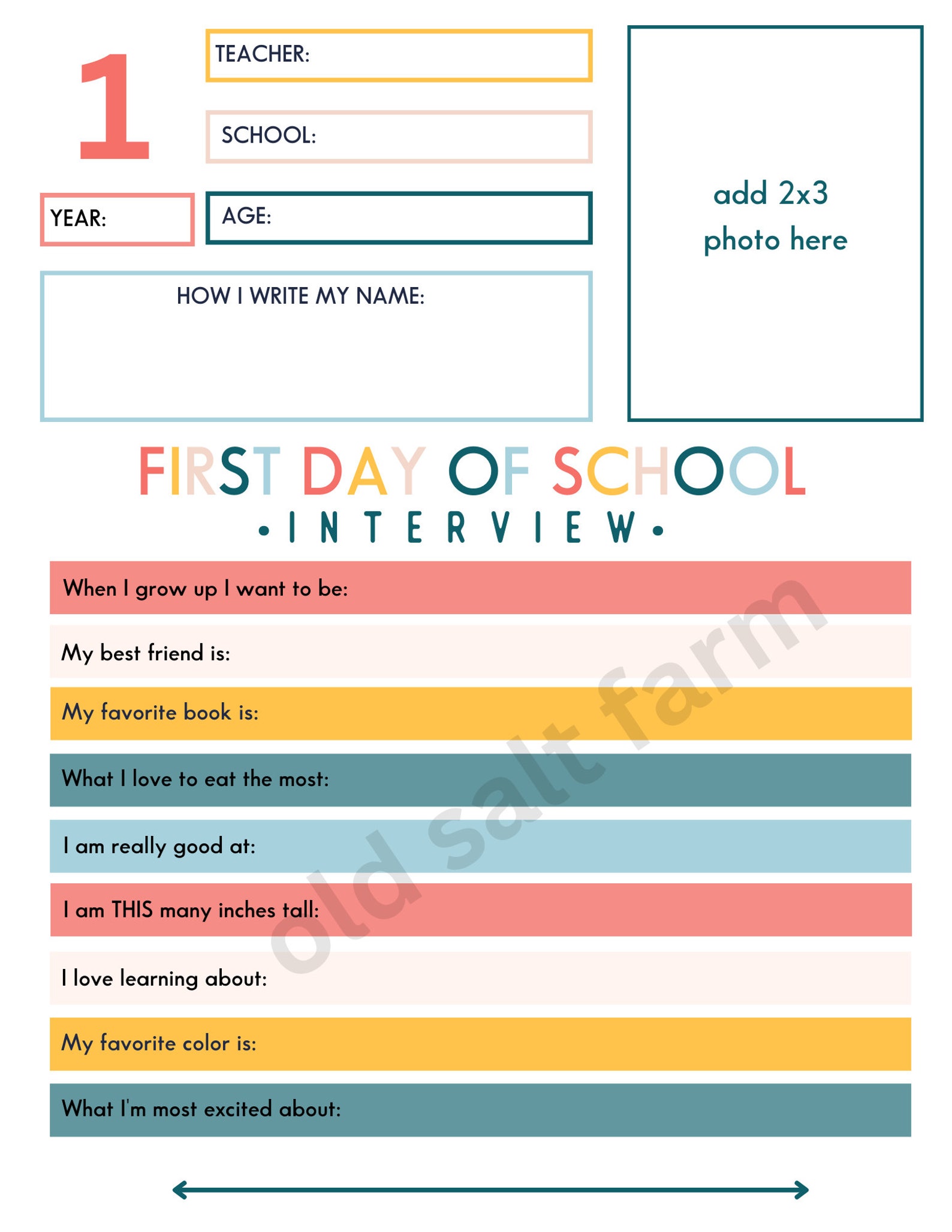 First Day of School Interview Questions Last Day of School - Etsy