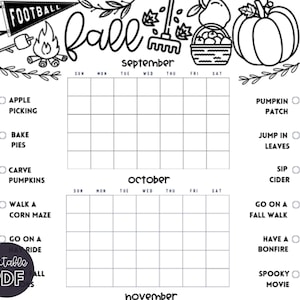 Fall Bucket List Poster: Editable Autumn Activities Calendar (digital ...