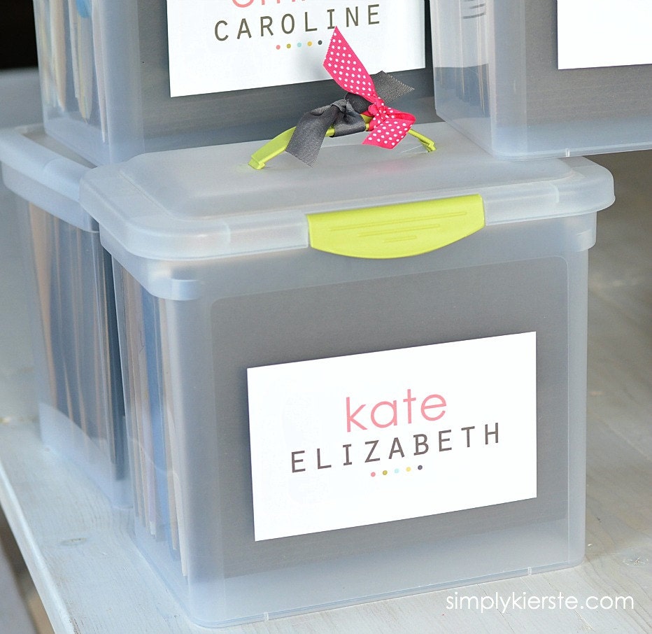 Milestone Tote Name Labels, SET OF 2 NAMES | School Papers Storage ...